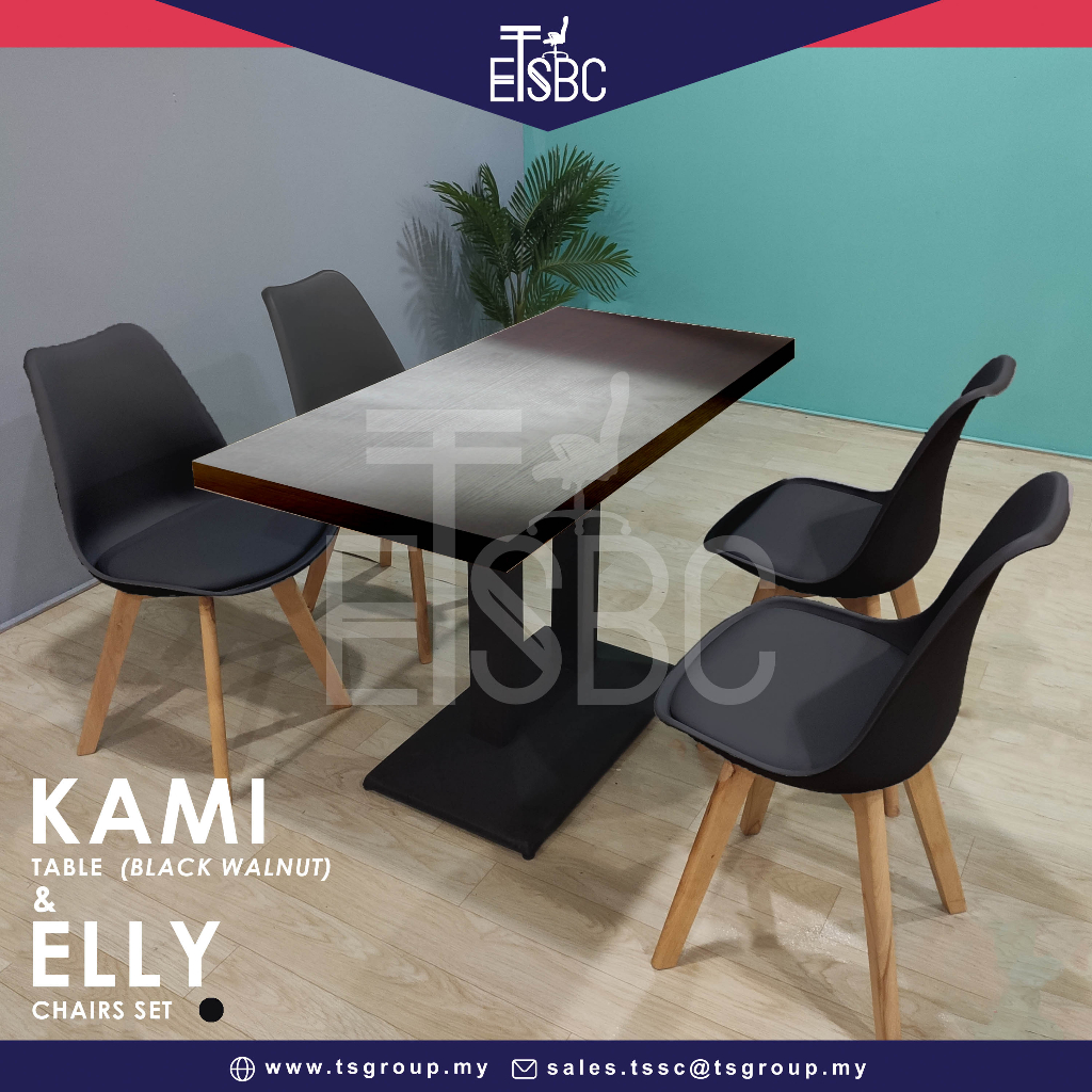 ETSBC Kami Table - Contemporary Dining Table 60X120CM & 4pcs Elly Chair | Shopee Malaysia