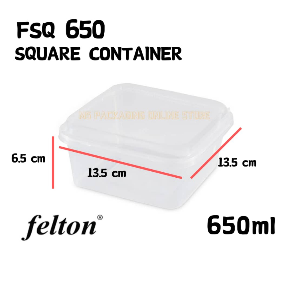 (650ml)Microwavable Square Container FSQ650(50set±) Disposable Plastic ...