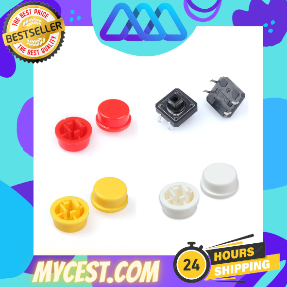 Push Button 12*12mm With Button Cap Random Blue/Red Tact Switch ...
