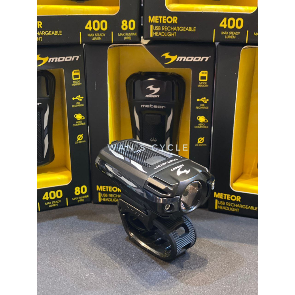MOON METEOR BICYCLE RECHARGEABLE USB FRONT HEAD LIGHT (400 LUMEN ...
