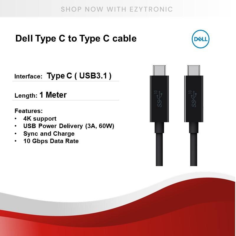 Dell Type C to Type C Cable for extend 4k monitor | Power Delivery ...