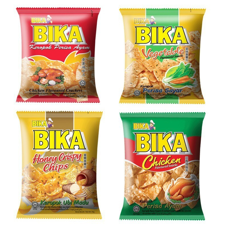 BIKA Flavoured Crackers Snacks Keropok Perisa Ayam 香薯鸡味片 Keripik Rasa Ayam Crackers Parfumes au ...