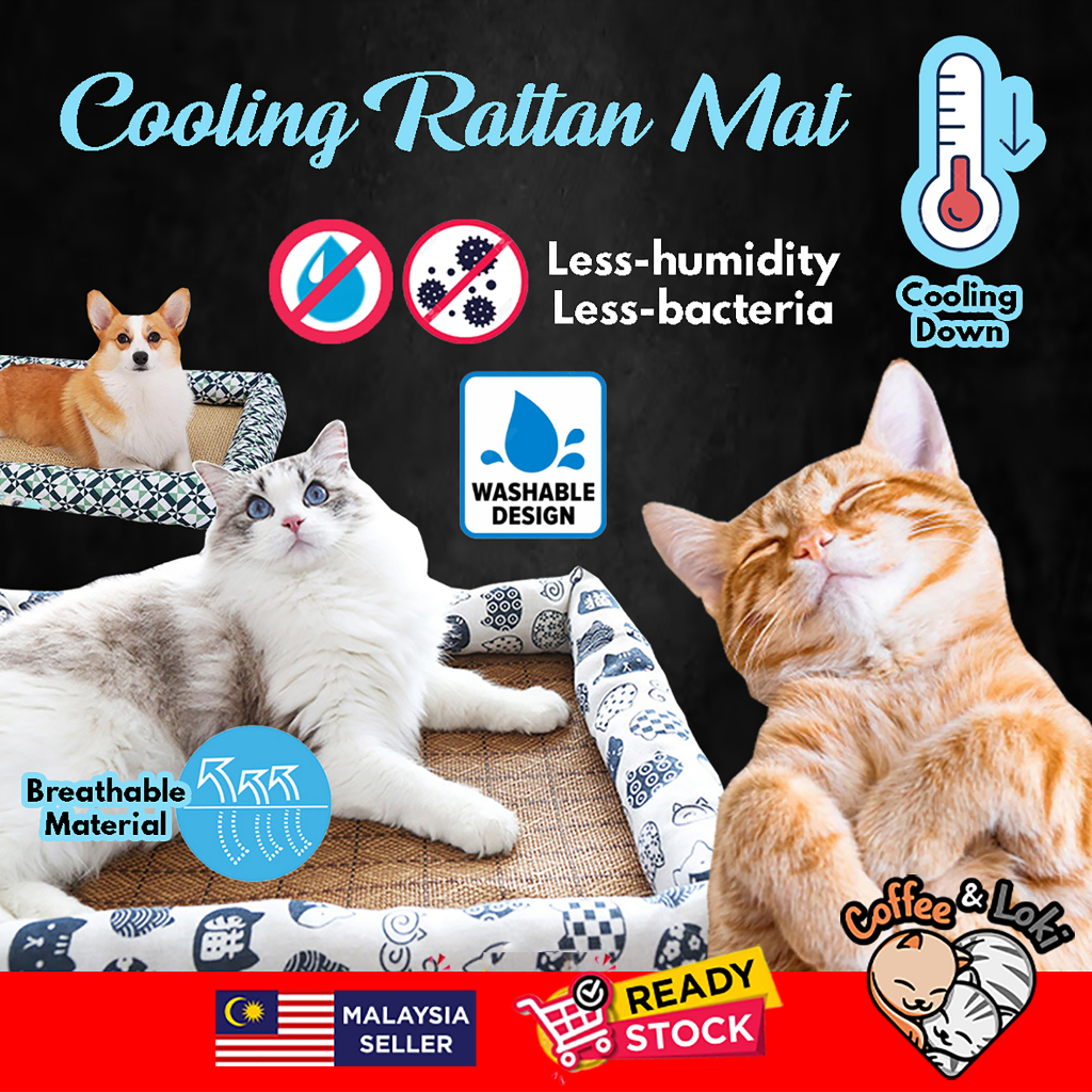 Luxury Cat House Cat Bed with Cooling Mat Comfortable Rattan Dog Pet ...