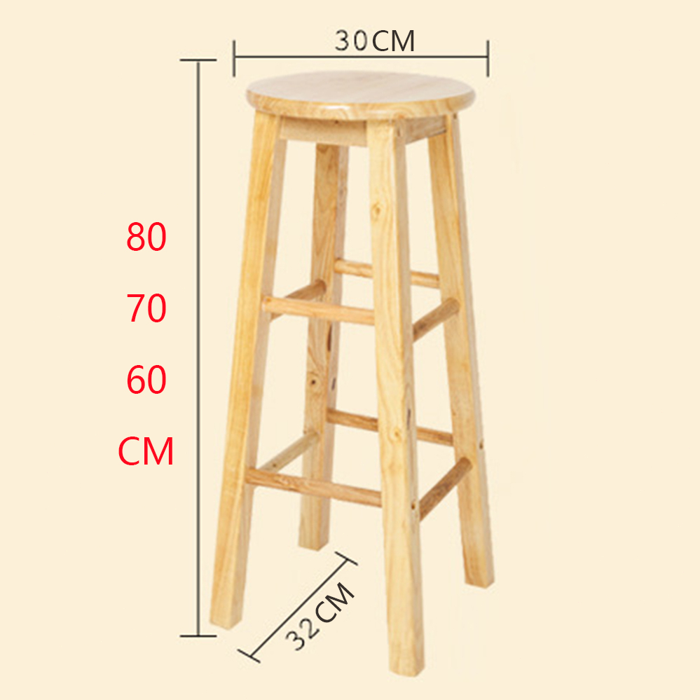 60/70/80CM Full Solid Oak Bar Stool Tingg Bar Chair Wooden High Stool ...