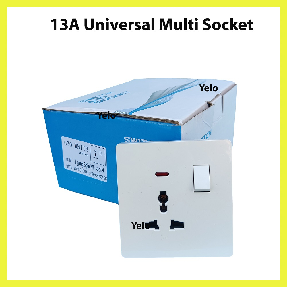 13A Universal Multi Switch Socket Outlet Wall socket | Shopee Malaysia