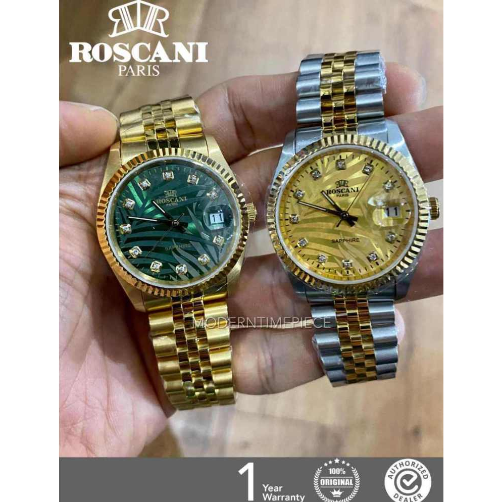 ROSCANI Evergreen Stainless Steel Sapphire Crystal Glass Mens'' Watch ...