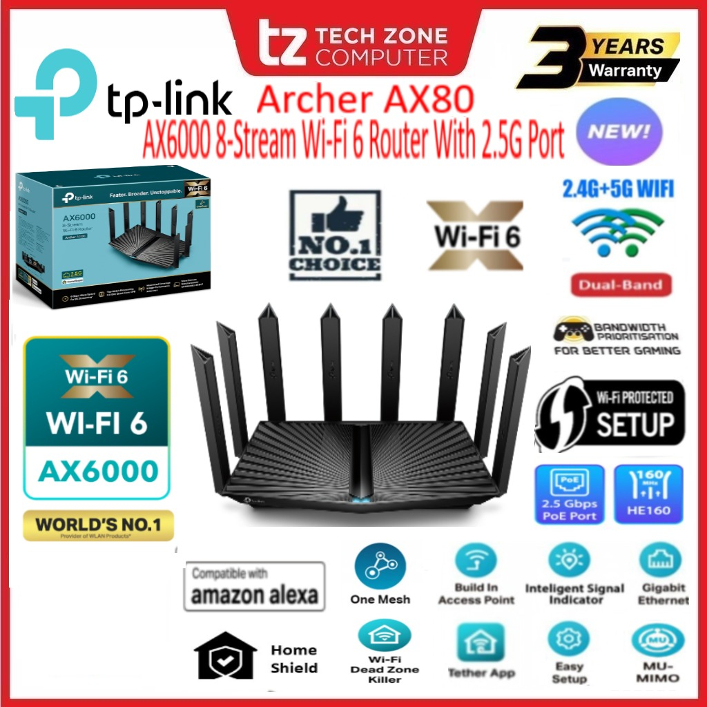 TP-LINK Archer AX80 AX6000 8-Stream Wi-Fi 6 Router with 2.5G Port | Shopee Malaysia