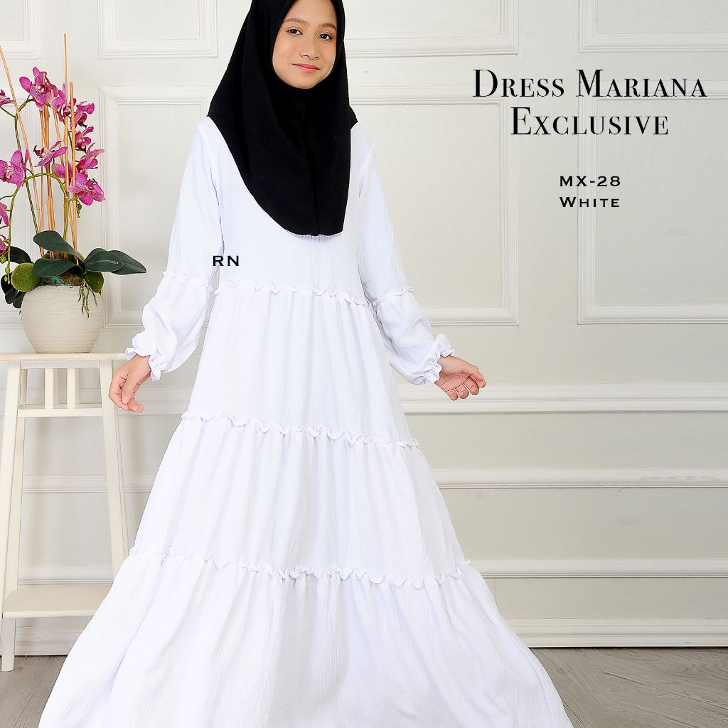 Mariana Dress Kids Gaun Labuh Kembang Budak Perempuan Jubah Hitam Putih ...