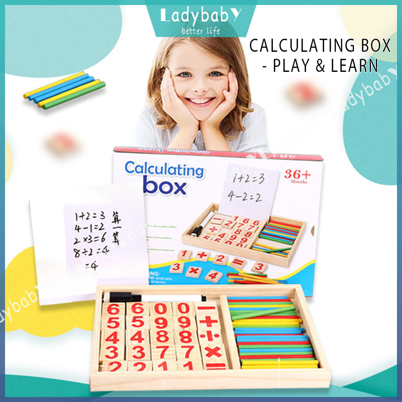 Early Learning Calculating Box Wooden Mathematical Tool Kid Counting ...