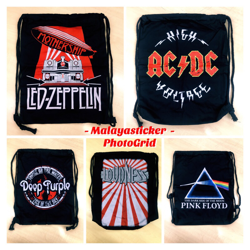 Drawstring bag beg jerut nirvana loudness rolling stone pink floyd guns ...