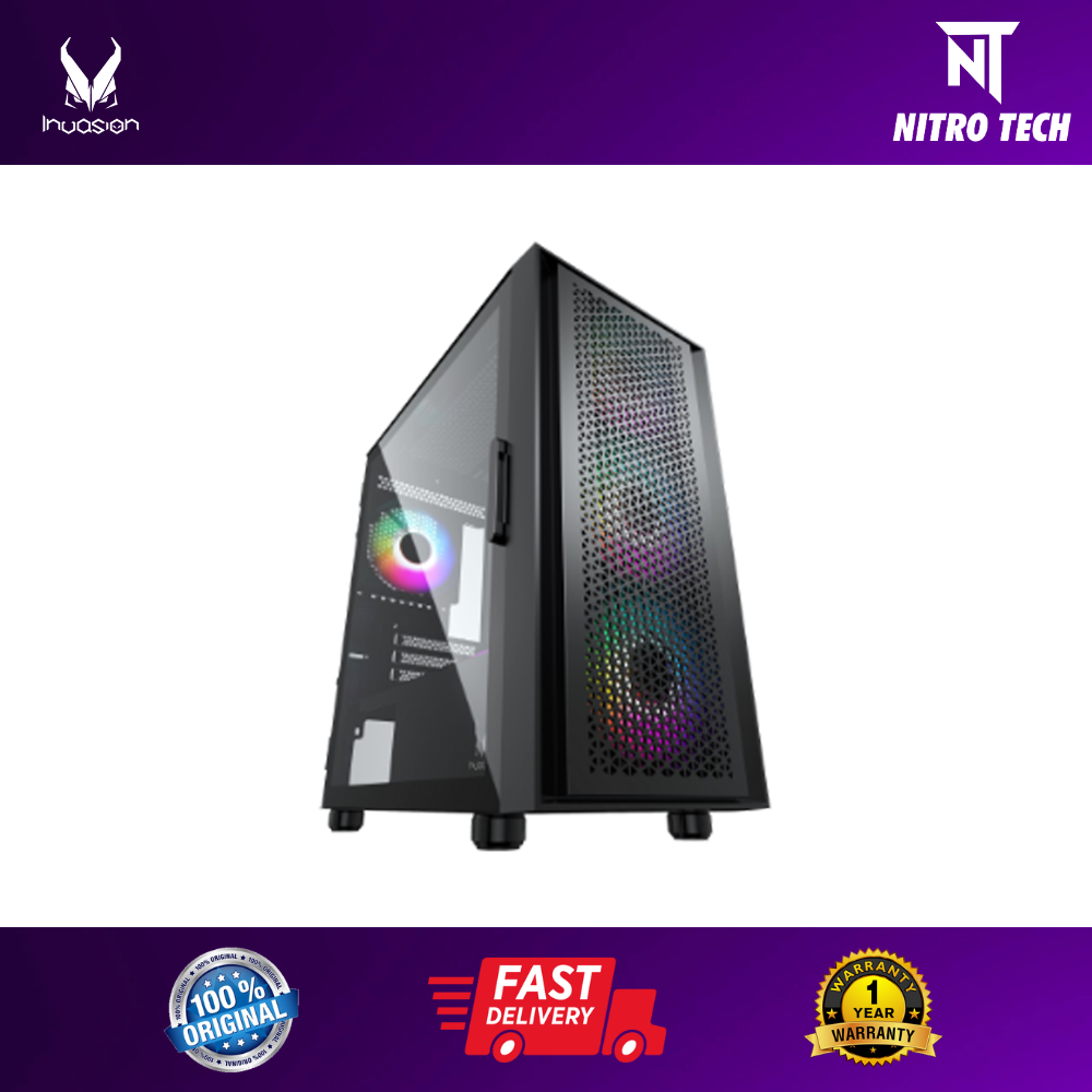Invasion GB-09 RGB mATX Chassis PC Case (4x ARGB fans included ...