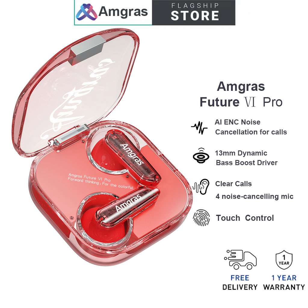 Amgras Future Ⅵ Pro transparent True wireless earbuds Bluetooth 5.3 ENC ...