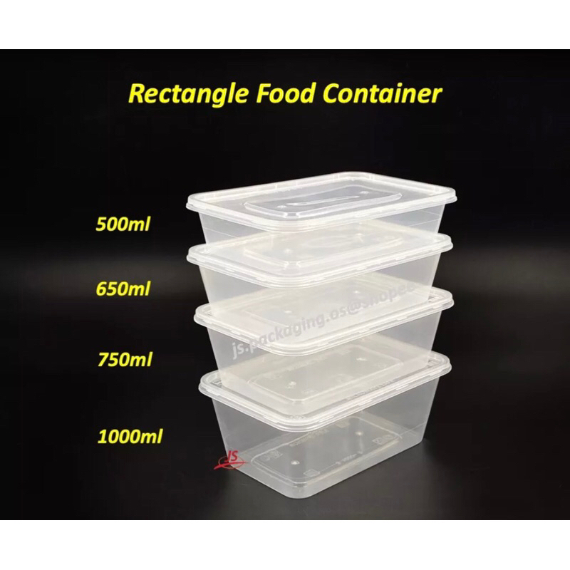 rectangular food disposable container variety sizes: 500ml/650ml/750ml/1000ml | Shopee Malaysia