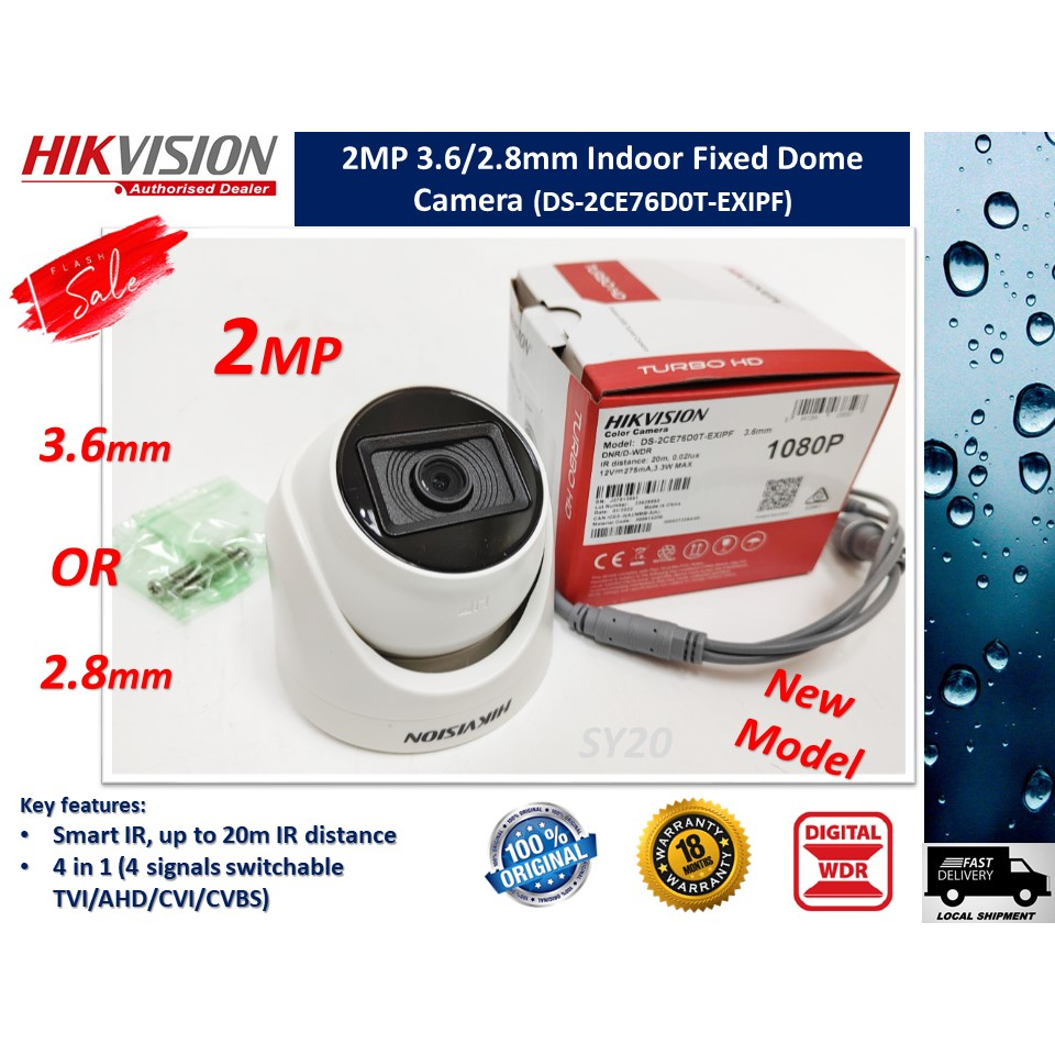 HIKVISION 2MP Dome Camera (DS-2CE76D0T-EXIPF) Analog 2MP 3.6/2.8mm ...