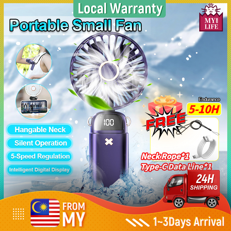 Kipas Mini Fan Portable Fan USB Rechargeable Desktop Fan With LED ...
