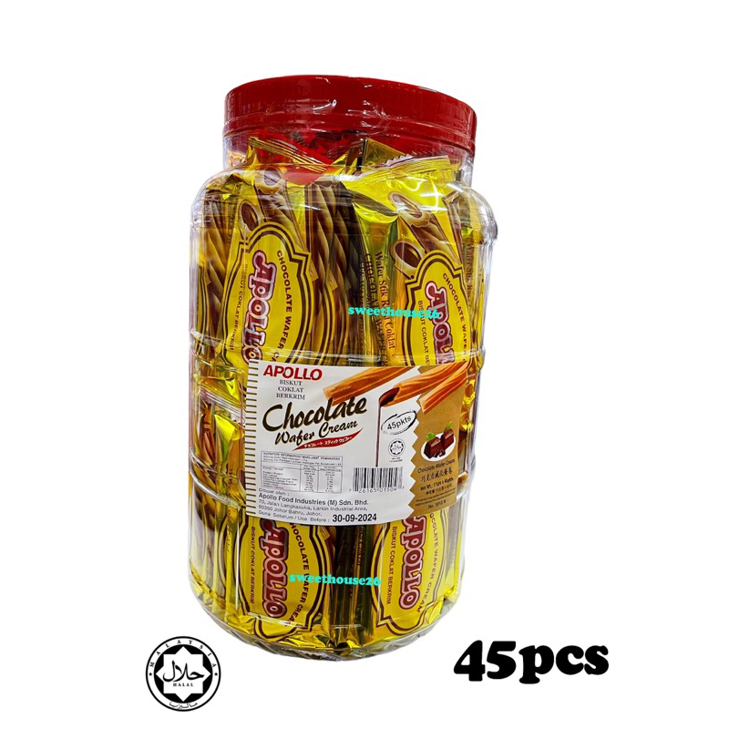 Apollo Chocolate Wafer 1012B Cream Stick 11g x 45pcs | Shopee Malaysia