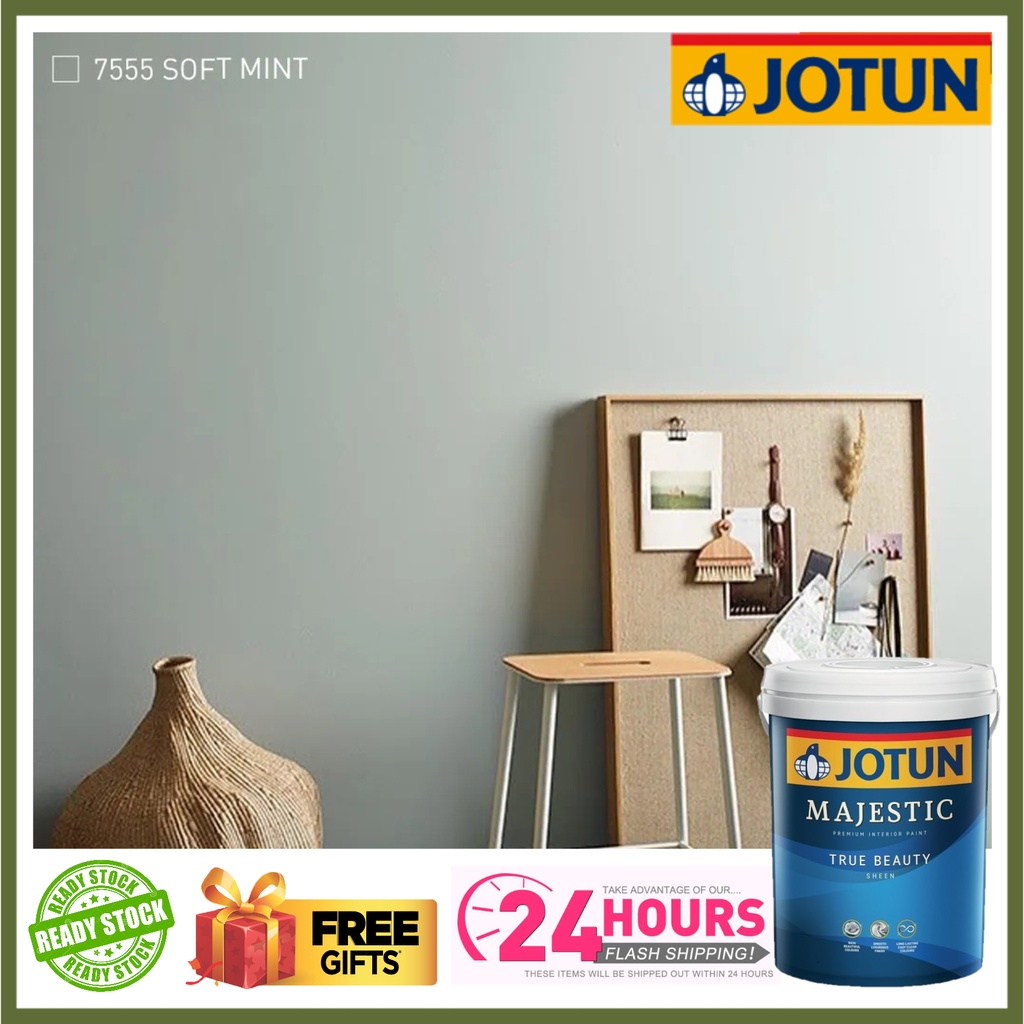 JOTUN 1L 7555 SOFT MINT Majestic True Beauty Sheen /Cat Dalam Kilat ...
