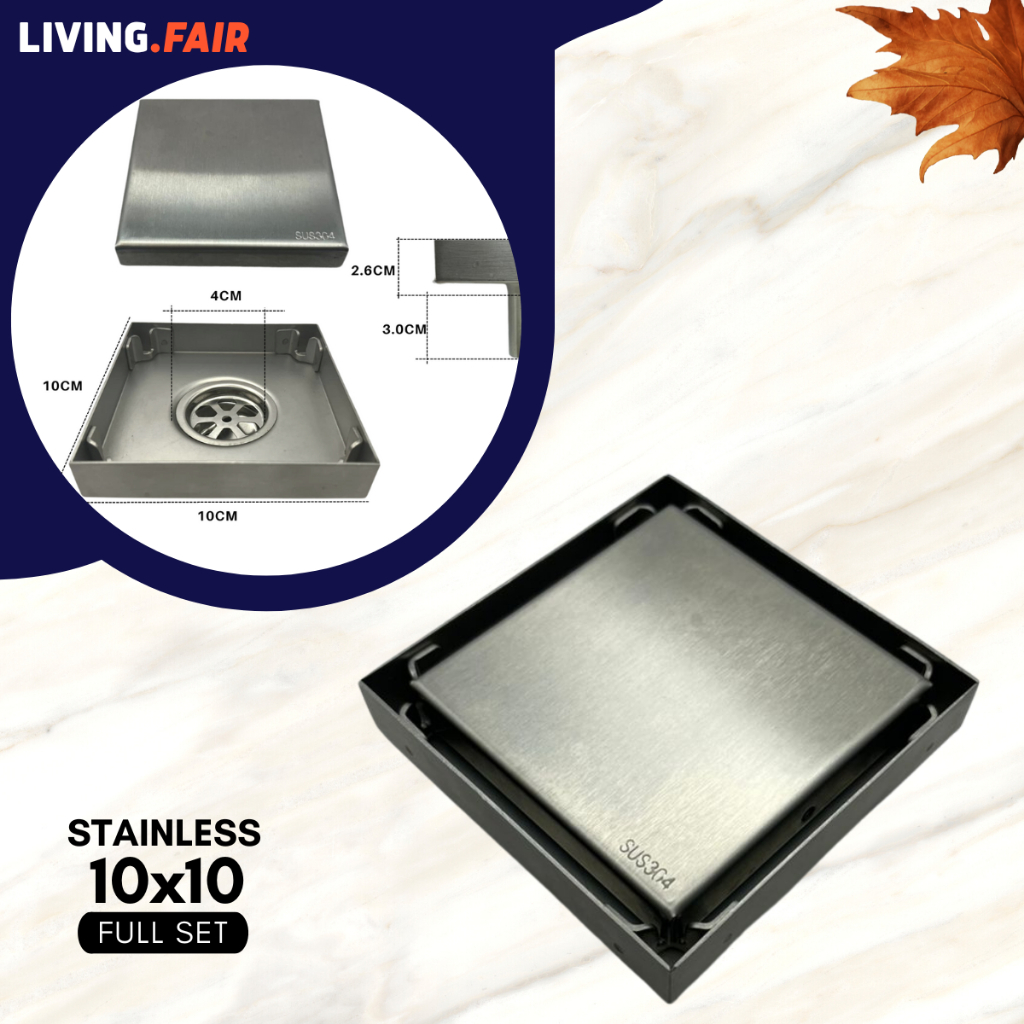 Living Fair 15cm/10cm Tile Insert Floor Trap Stainless Steel Anti ...
