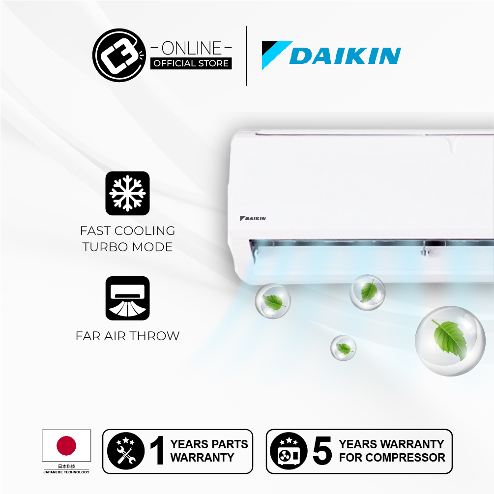 (WEST) Daikin FTV Series (1.5HP) Aircond - Non Inverter Wall Mounted (R32) Air Conditioner ...