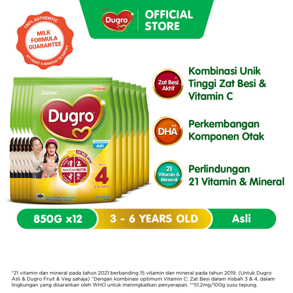 Dumex Dugro Step 4 Original/Asli Growing Up Milk Formula 3-6 years ...