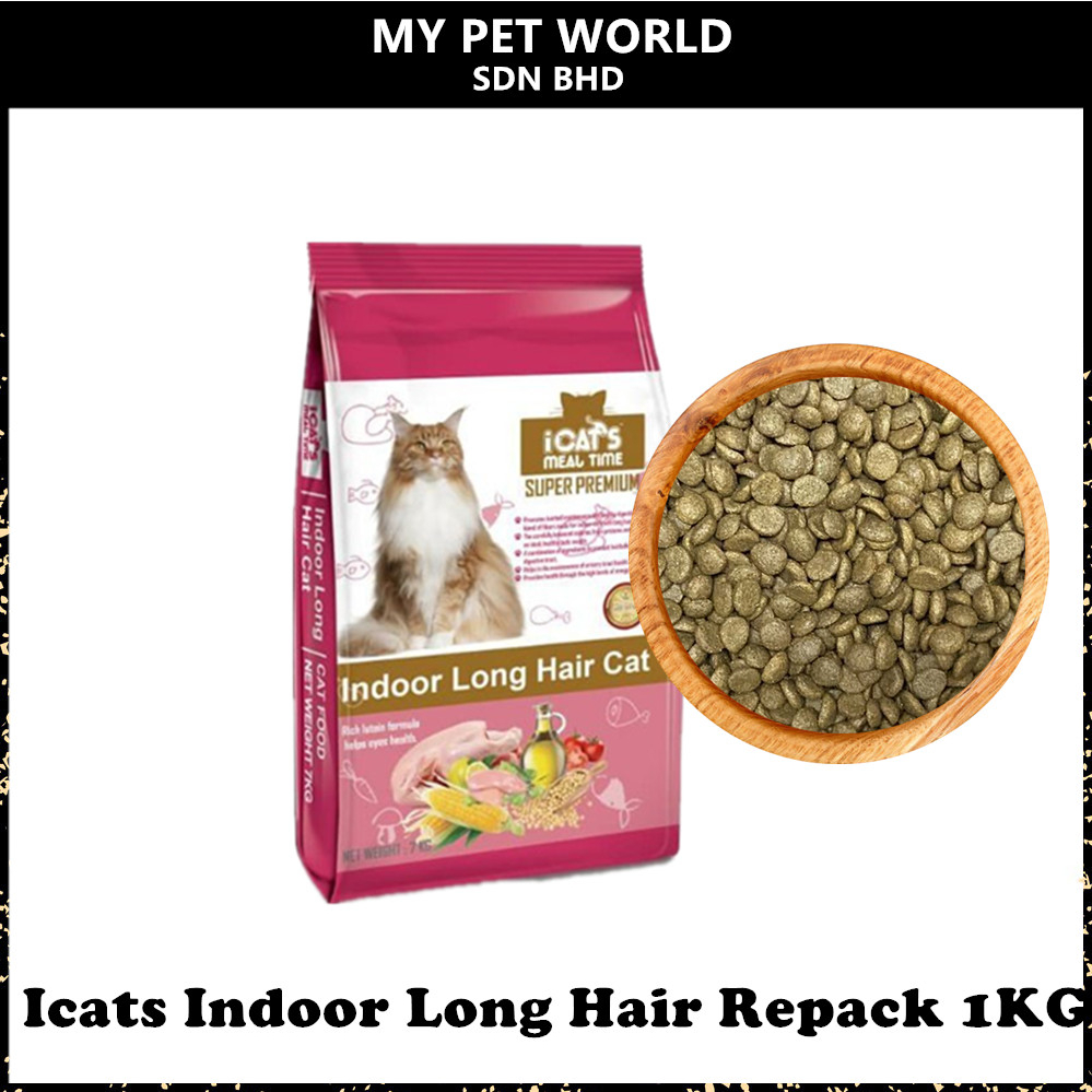 Icats Indoor Long Hair (Cat Food) 1KG (REPACK) | Shopee Malaysia