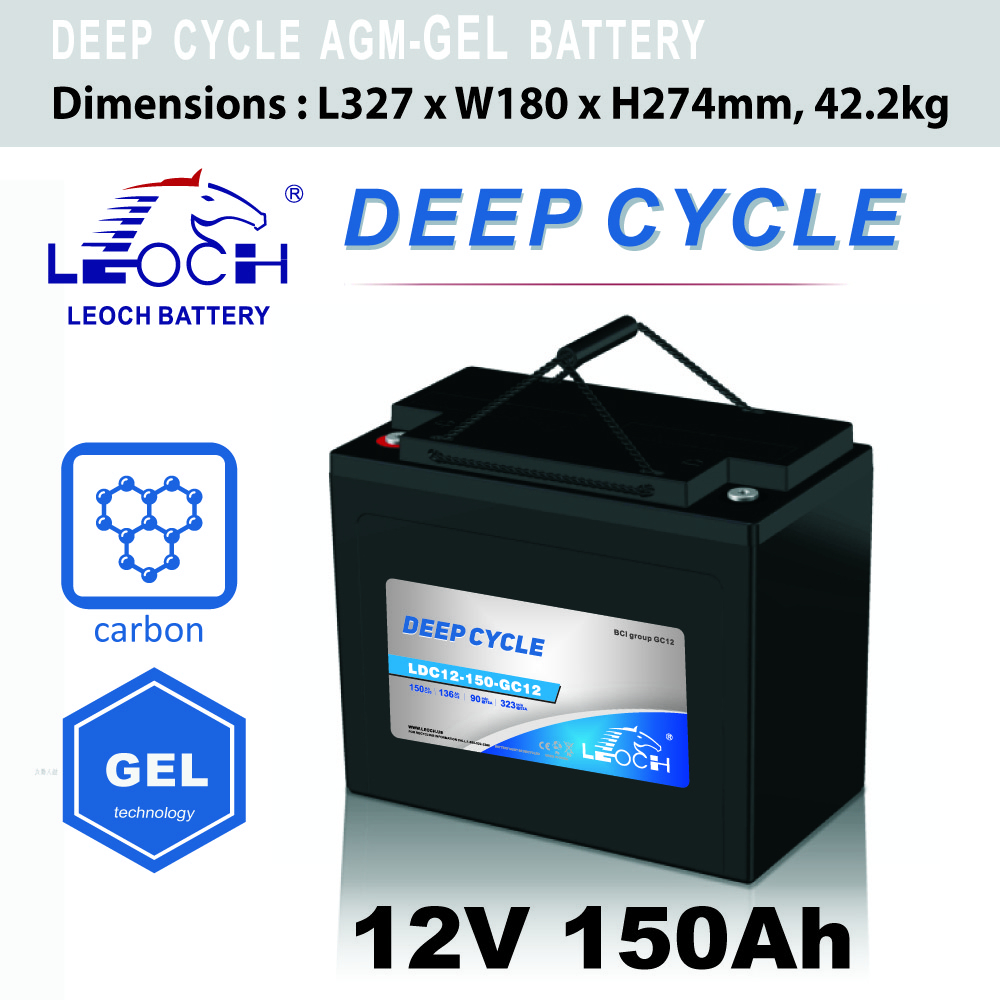 LEOCH Deep Cycle AGM GEL LDC12-150 12V 150 AH 150AH Sealed Lead Acid ...