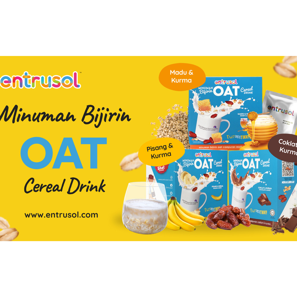 ORIGINALMinuman Kesihatan Susu Bijirin Oat Entrusol Kurma Pisang Coklat ...