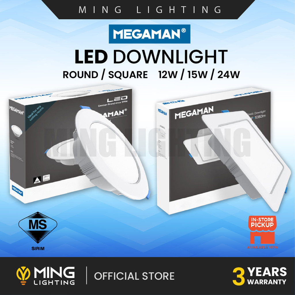 [Sirim] Megaman LED Downlight 9W 12W 15W 18W 24W Round Recessed ...