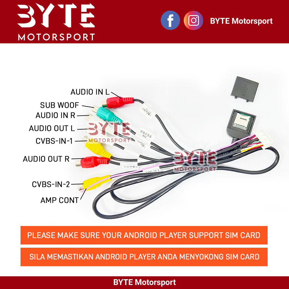 ANDROID PLAYER CONNECTION SOCKET 5PCS - RCA CABLE / USB SLOT / GPS /REVERSE RCA INPUT🔌 4G SLOT ...