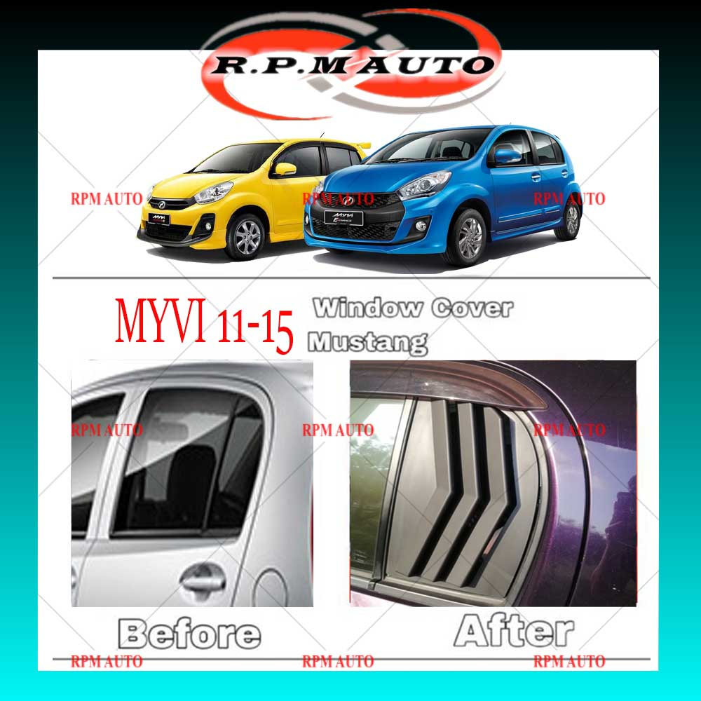 Myvi 2PC Car Rear Side High Quality MUSTANG 3D Shark Window Triangle ...