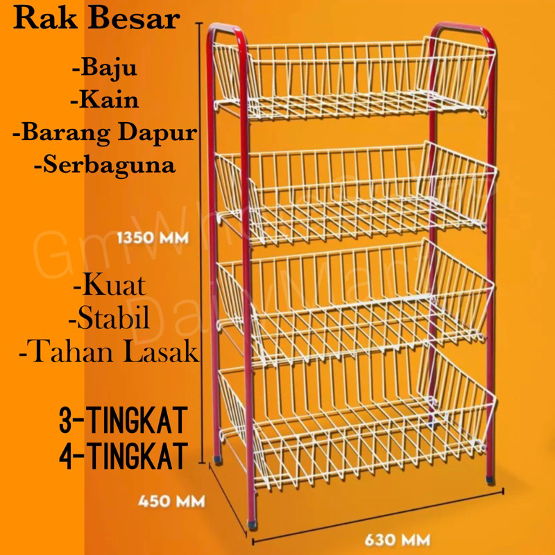 1pcs/1order☝️ Rak Kain Size Besar·Serbaguna• 4 Tingkat• Rak Baju • Rak ...