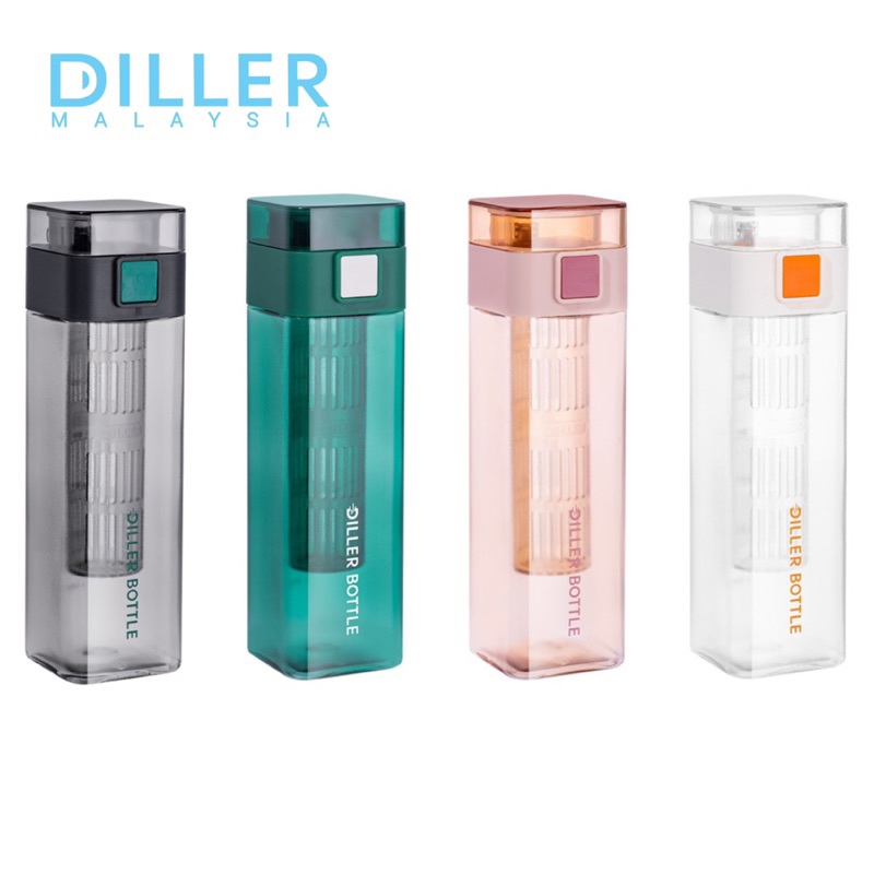 Diller Cuboid Tritan Direct Drink Water Fruit Tea Bottle with Infuser ...