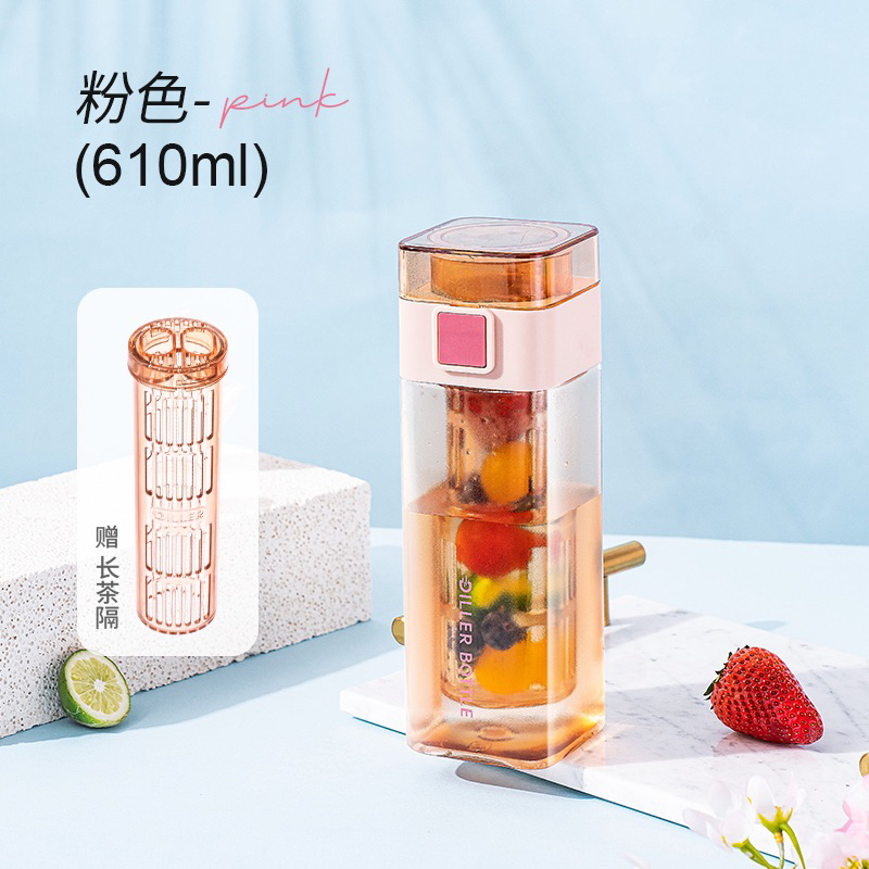 Diller Cuboid Tritan Direct Drink Water Fruit Tea Bottle with Infuser ...