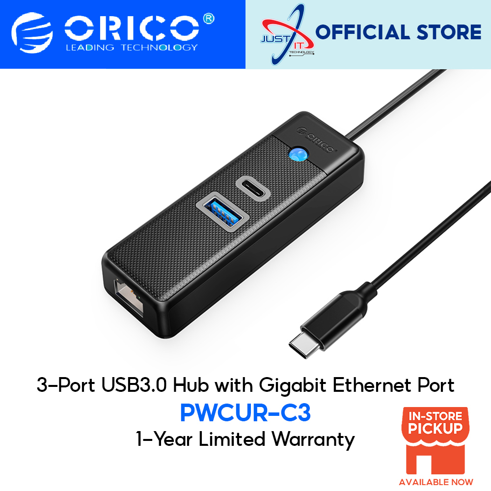ORICO PWCUR-C3 USB3.0 TYPE C HUB WITH GIGABIT ETHERNET PORT | Shopee ...