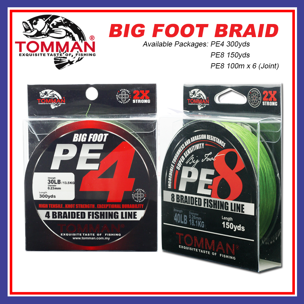 (12LB-60LB) Tomman Big Foot PE4 PE8 Braid Fishing Line Tali Pancing ...
