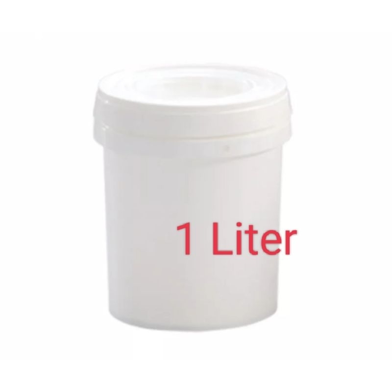 4ps 1L White Pail Plastic Paint Container With Cover c/w Screw Spout ...