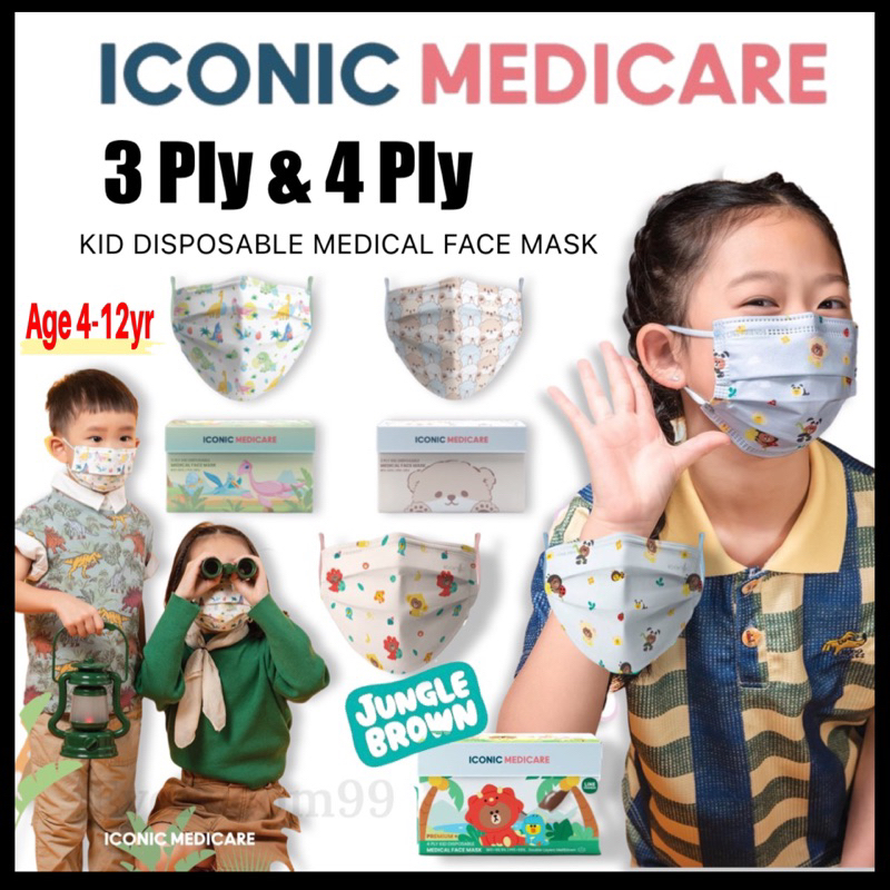 Iconic Medicare Kid 3 Ply/4Ply Medical Face Mask (30pcs) | Shopee Malaysia