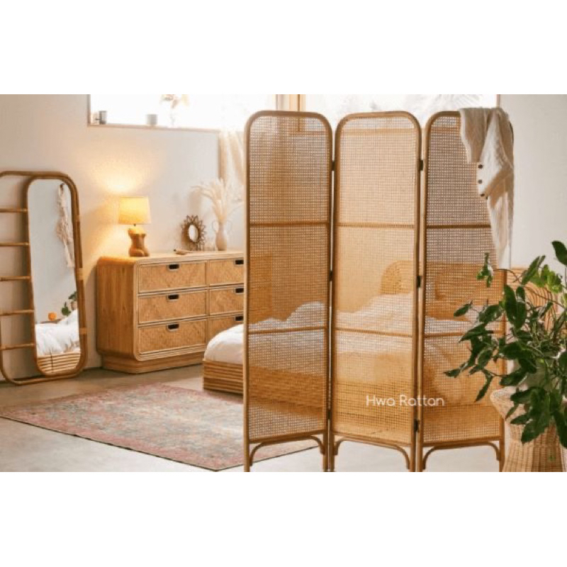 Premium Rattan webbing woven room divider Partition Pembahagi ruang ...