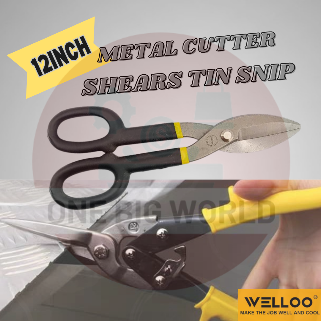 WELLOO 12" Tin Snip Cutter Scissor Zinc Cutter Metal Sheet Cutter ...