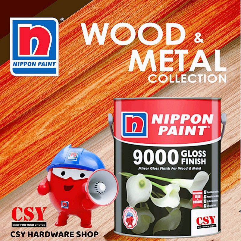 NIPPON PAINT 9000 Gloss Finish 15Liter / Cat Kayu Dan besi kilat tahan / Wood and Metal Gloss ...