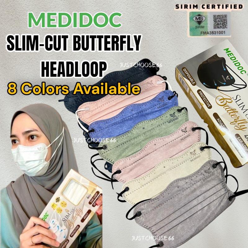 MEDIDOC Slim-Cut Headloop Butterfly FaceMask 4ply 20pcs Mask Rama Rama ...