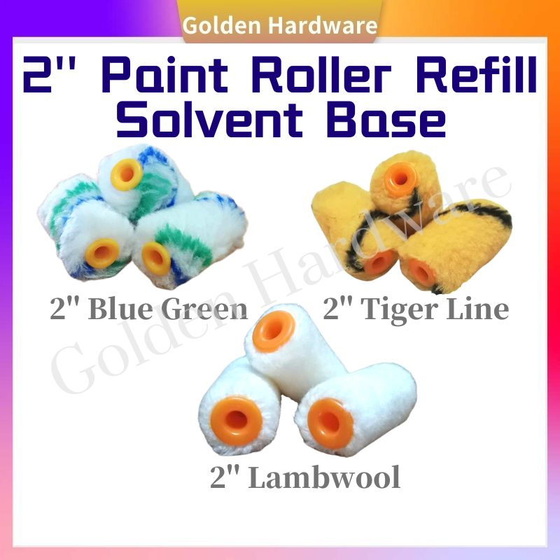 2'' Paint Roller Refill Solvent Base (Lambwool/Tiger Line/Blue Green ...