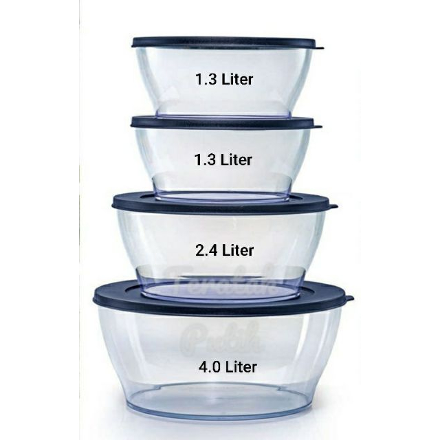 Clear bowl tupperware 1.3L ,2.4L , 4.0L | Shopee Malaysia