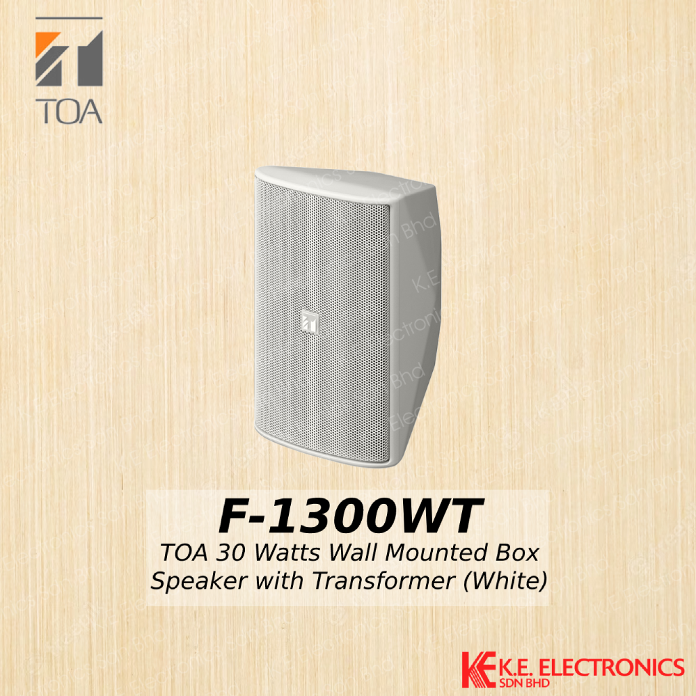TOA F-1300WT 30 Watts Compact 2-Way Wall Mounted Box Speaker with Transformer (White) | Shopee ...
