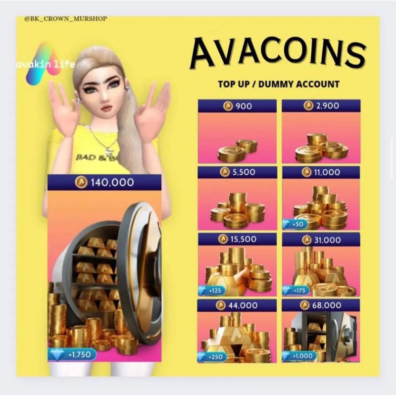 Avakin life : Avacoins ( chat admin first to get the pricelist ...