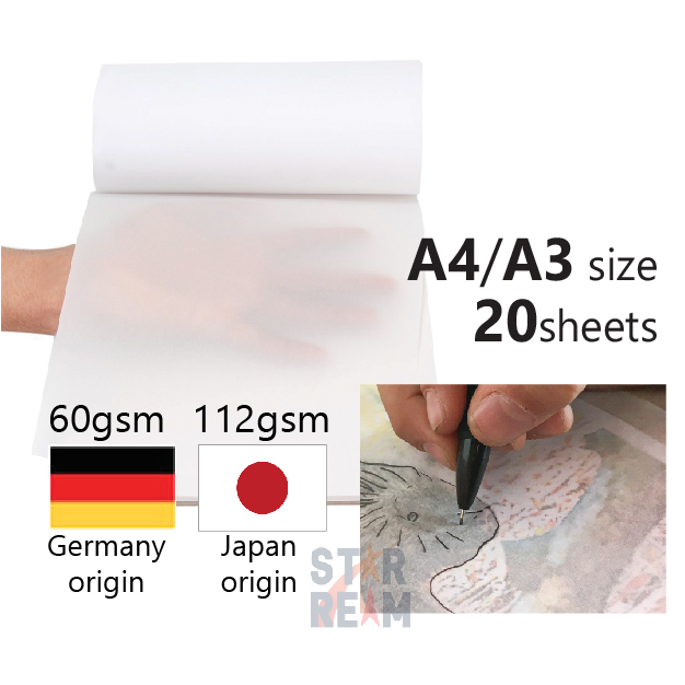 A4&A3 Premium Translucent Tracing Paper 20s Germany&Japan (60g/112g ...