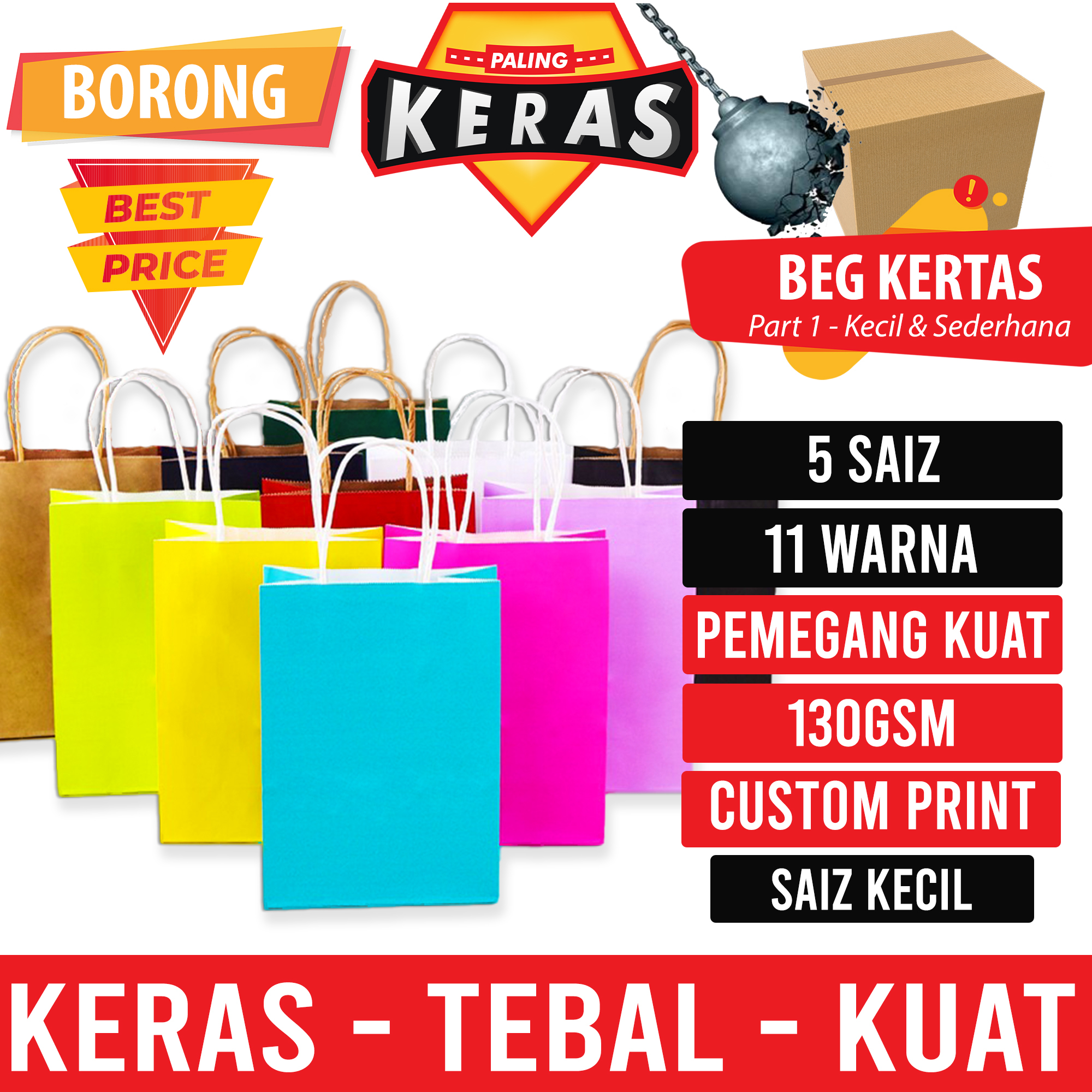 PalingKeras-10pcs Kraft Beg Small Medium Tali Beg Kertas Beg Goodies ...