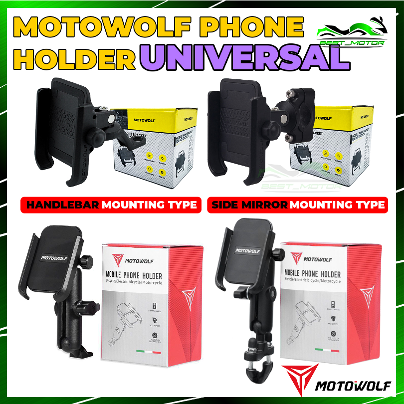 MOTOWOLF Phone Holder Motorcycle Aluminium 360"' Rotation Bracket ...