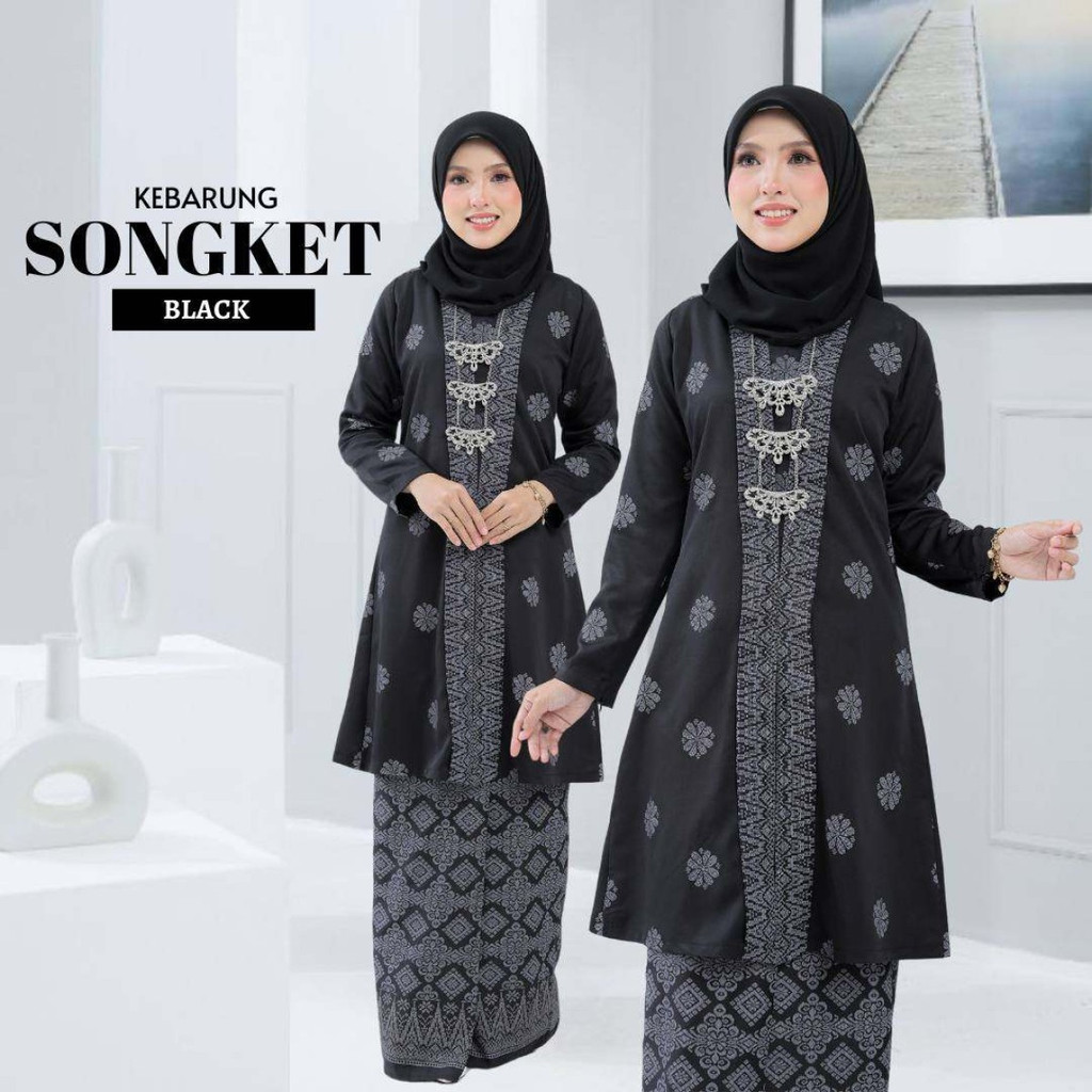 Habibi Boutique | Kebarung Moden Songket Tabur | Black | Shopee Malaysia