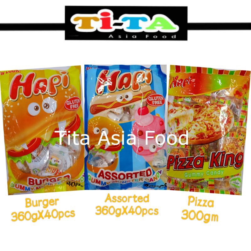Tita [HALAL] Hapi Burger Gummy Candies/ Hapi Assorted Gummy Candy/ Hapi ...